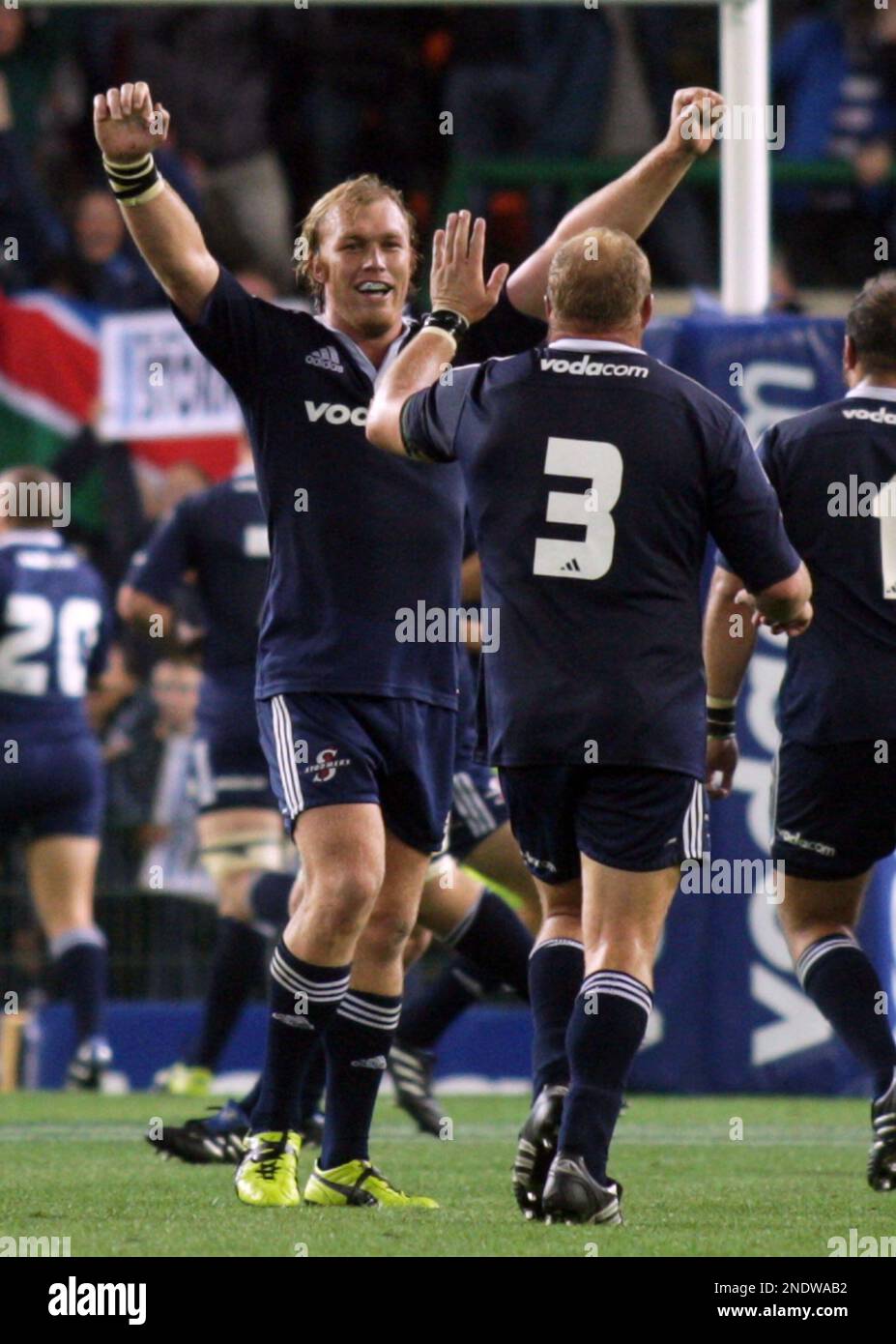 South Africa's Stormers Schalk Burger, left, and Brok Harris, right ...