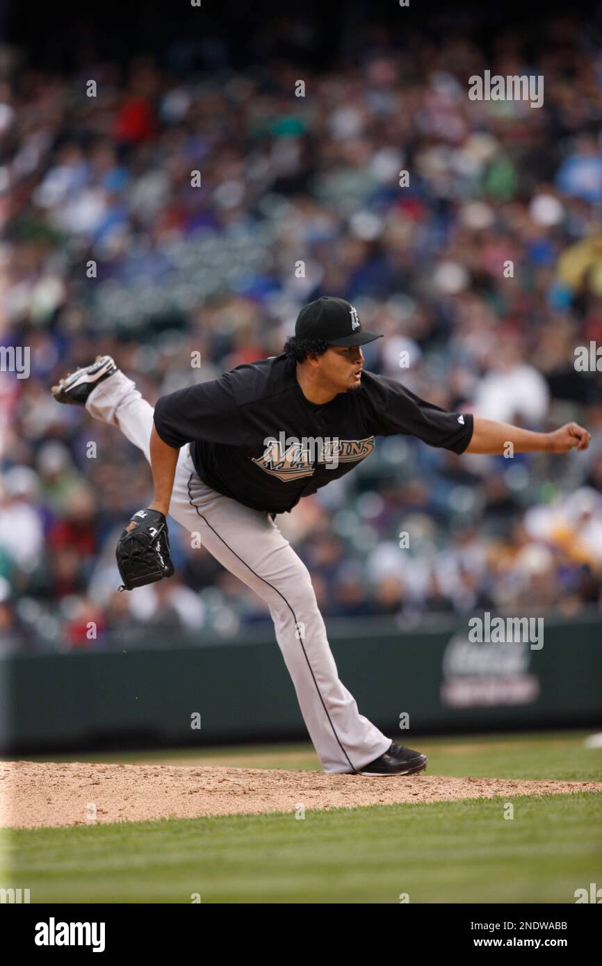 Florida Marlins relief pitcher Renyel Pinto works against the Colorado ...