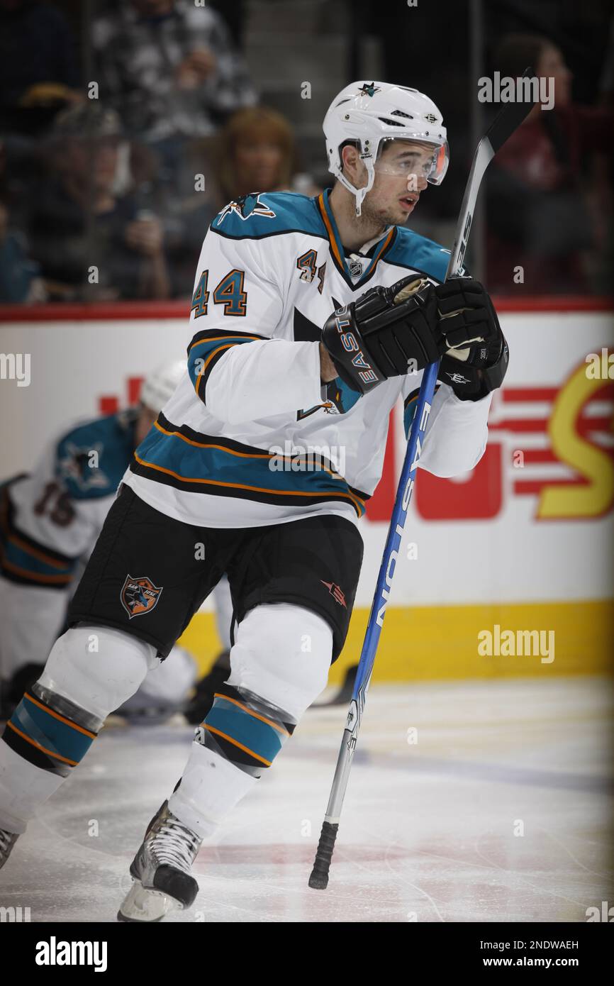 San Jose Sharks defenseman Marc-Edouard Vlasic warms up before facing ...