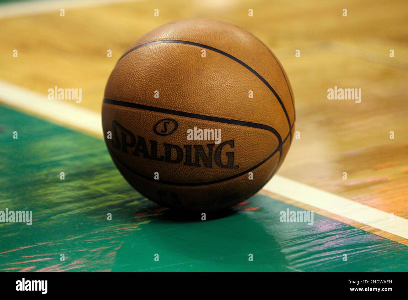 Basketball on the legendary parquet floor prior to a game between the ...