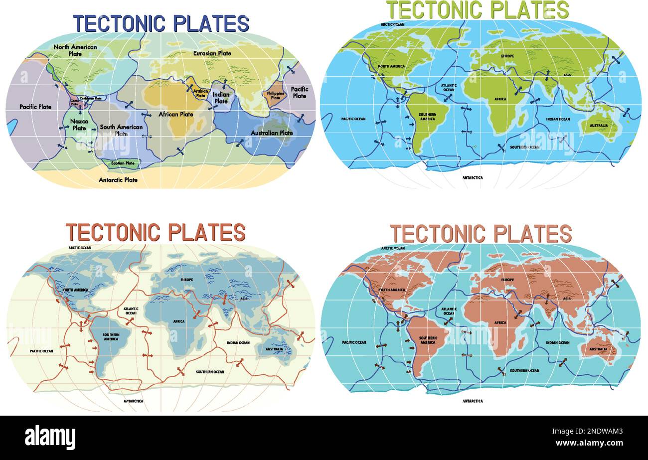 Tectonic plates world map collection illustration Stock Vector Image ... Tectonic plates world map collection illustration Stock Vector Image ...