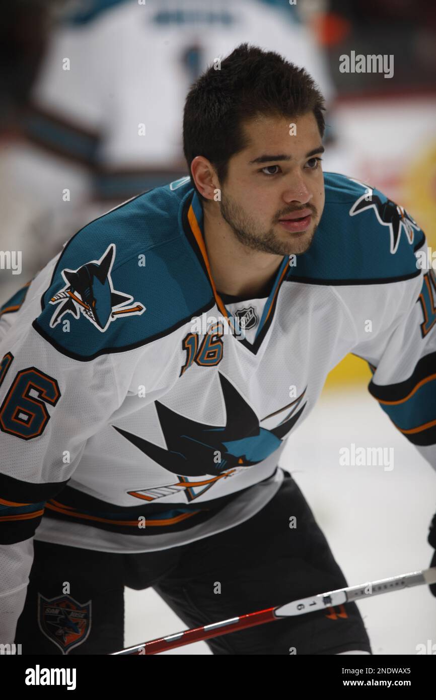 San Jose Sharks right winger Devin Setoguchi warms up before facing the ...