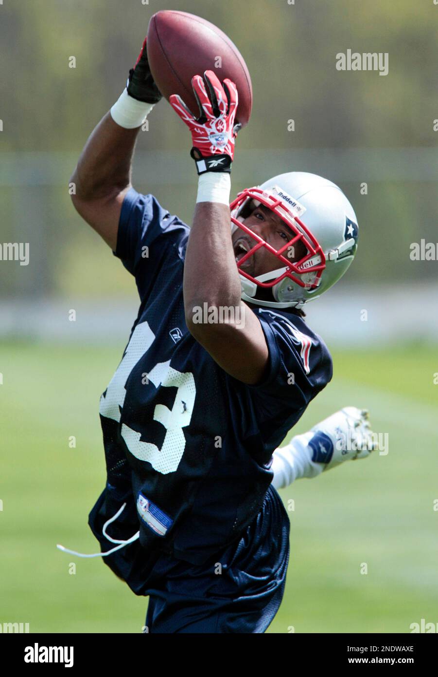 Defensive back Terrance Johnson (43) leaps to catch a football during ...