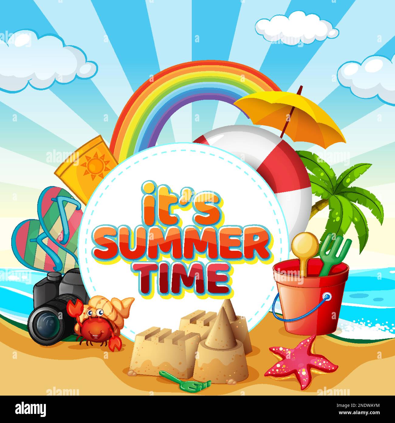 Its summer time banner template illustration Stock Vector Image & Art ...