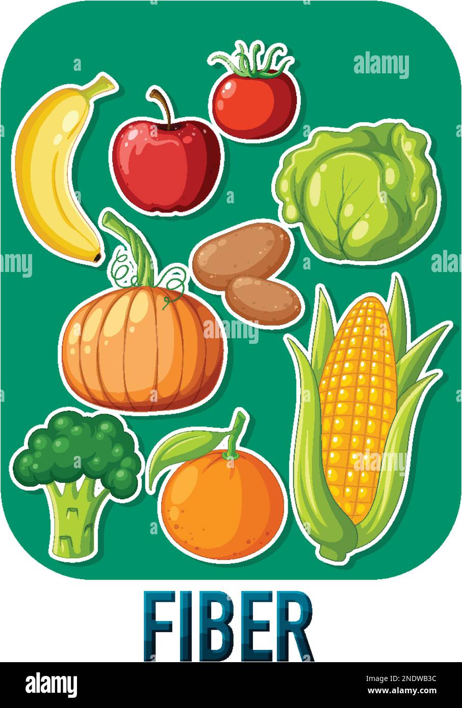 Vegetables and fruits fiber foods group illustration Stock Vector Image ...