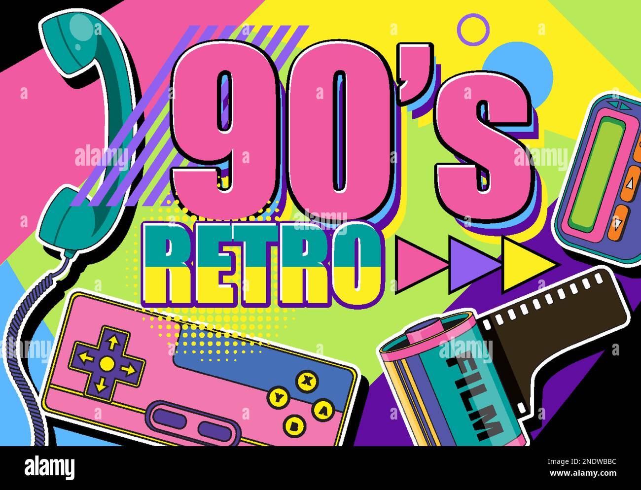 90s party poster template illustration Stock Vector Image & Art - Alamy