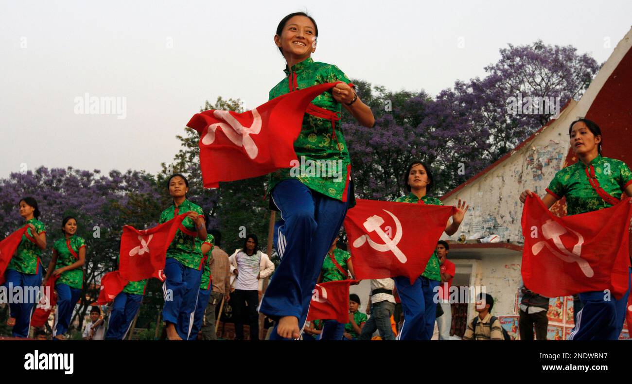 Supporters of the Communist Party of Nepal, also known as the Maoists ...