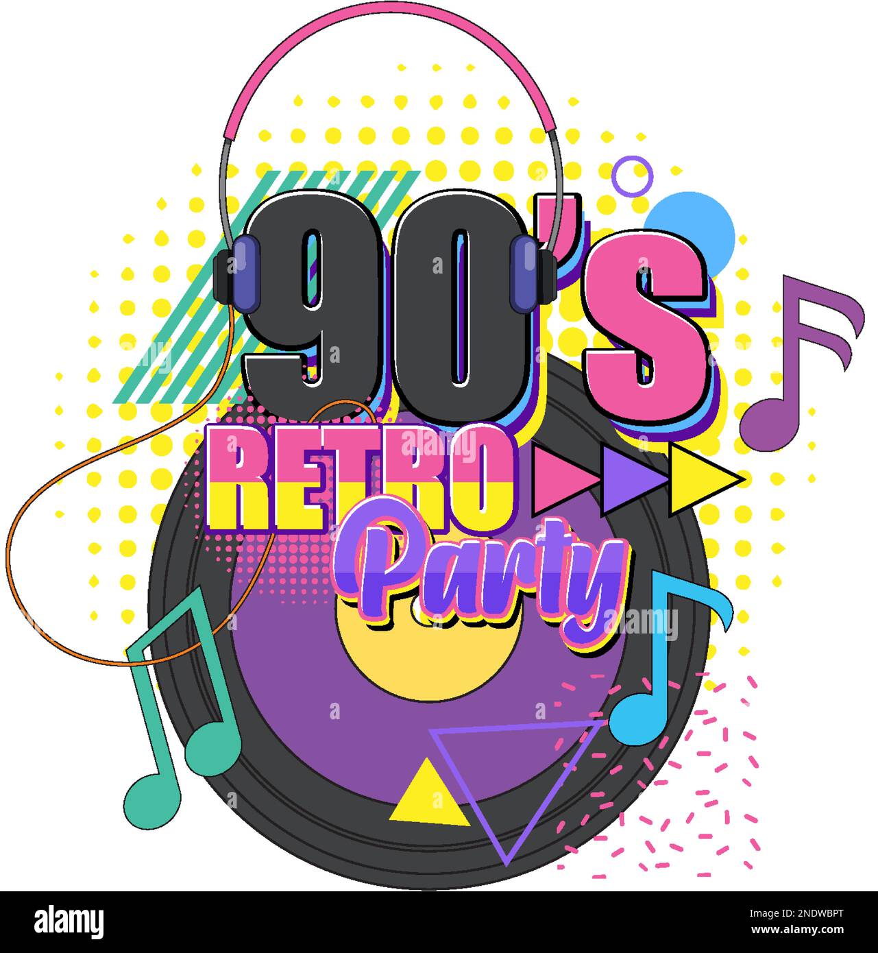 90s party banner template illustration Stock Vector Image & Art - Alamy