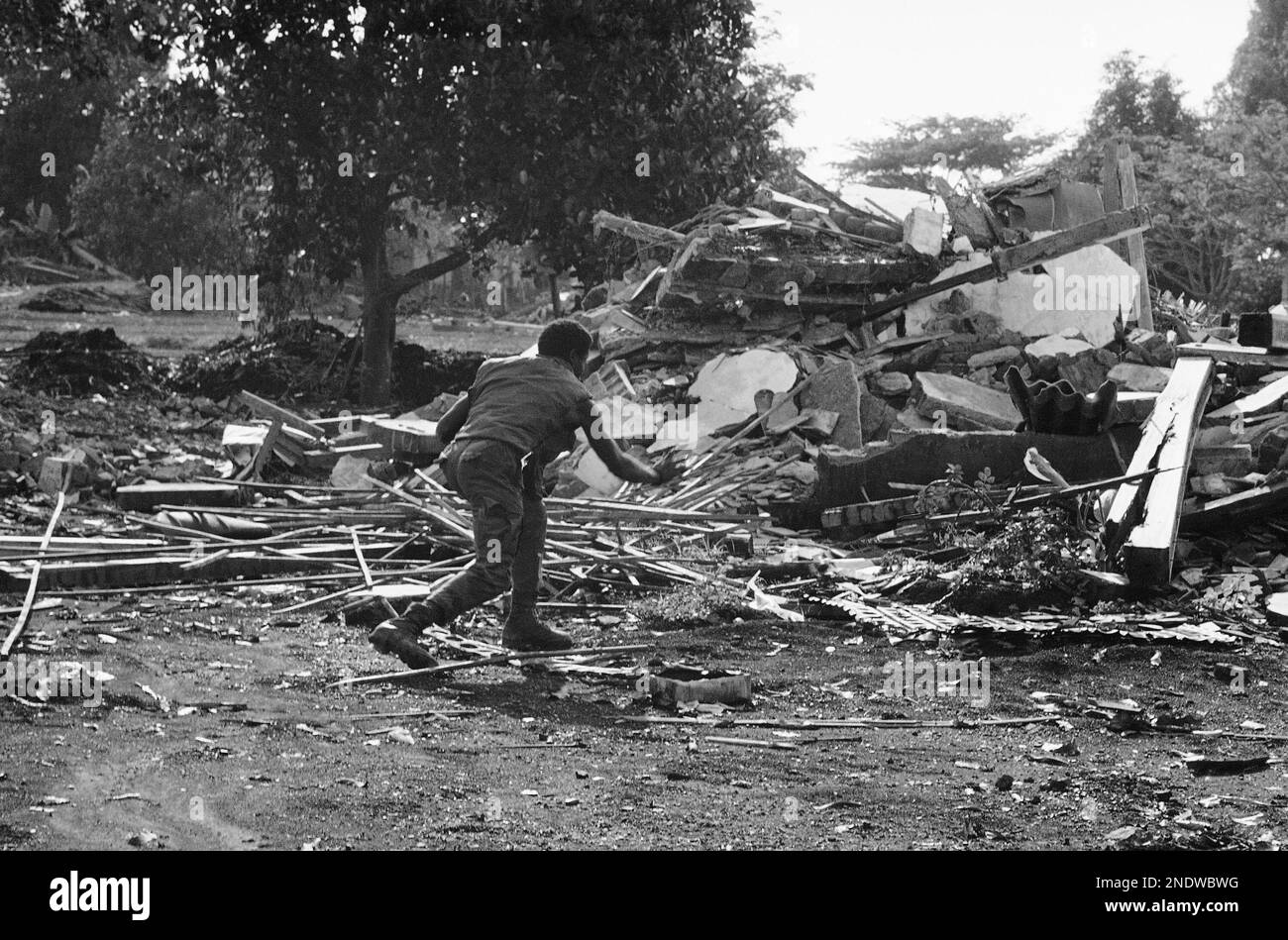 U.S. soldier of 11th Armored Regiment approaches entrance to Kva Bunker ...
