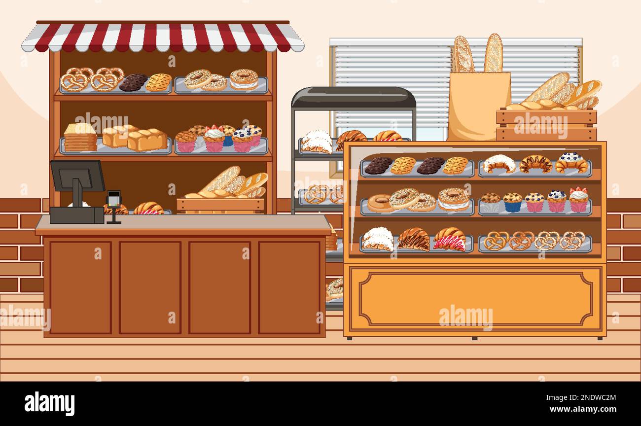 Bakery shop bread display Stock Vector Images - Alamy