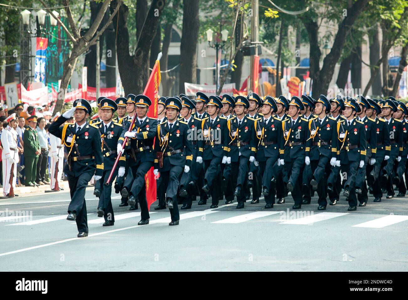 Vietnamese soldiers march during a parade in Ho Chi Minh City, Vietnam ...
