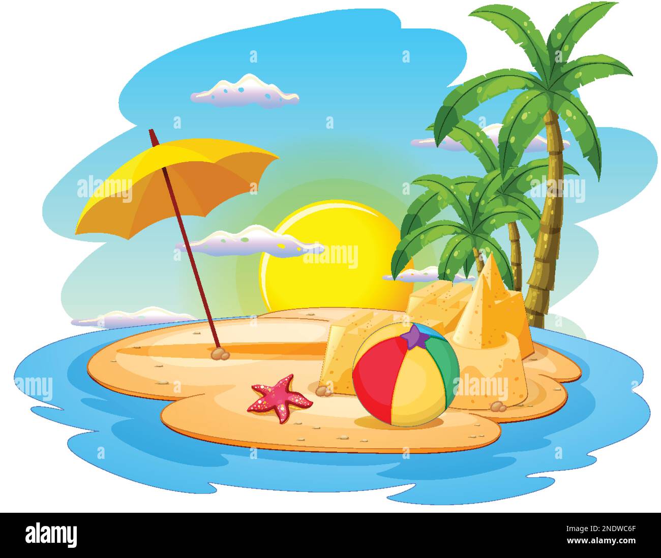 Summer beach scene template illustration Stock Vector Image & Art - Alamy