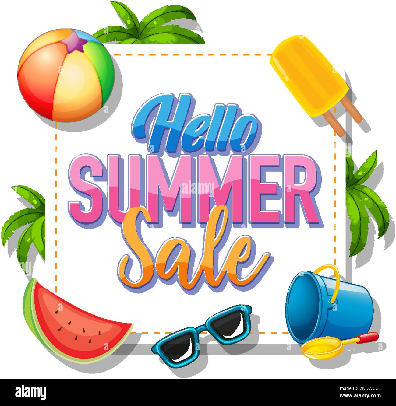 Hello summer sale text banner template illustration Stock Vector Image ...
