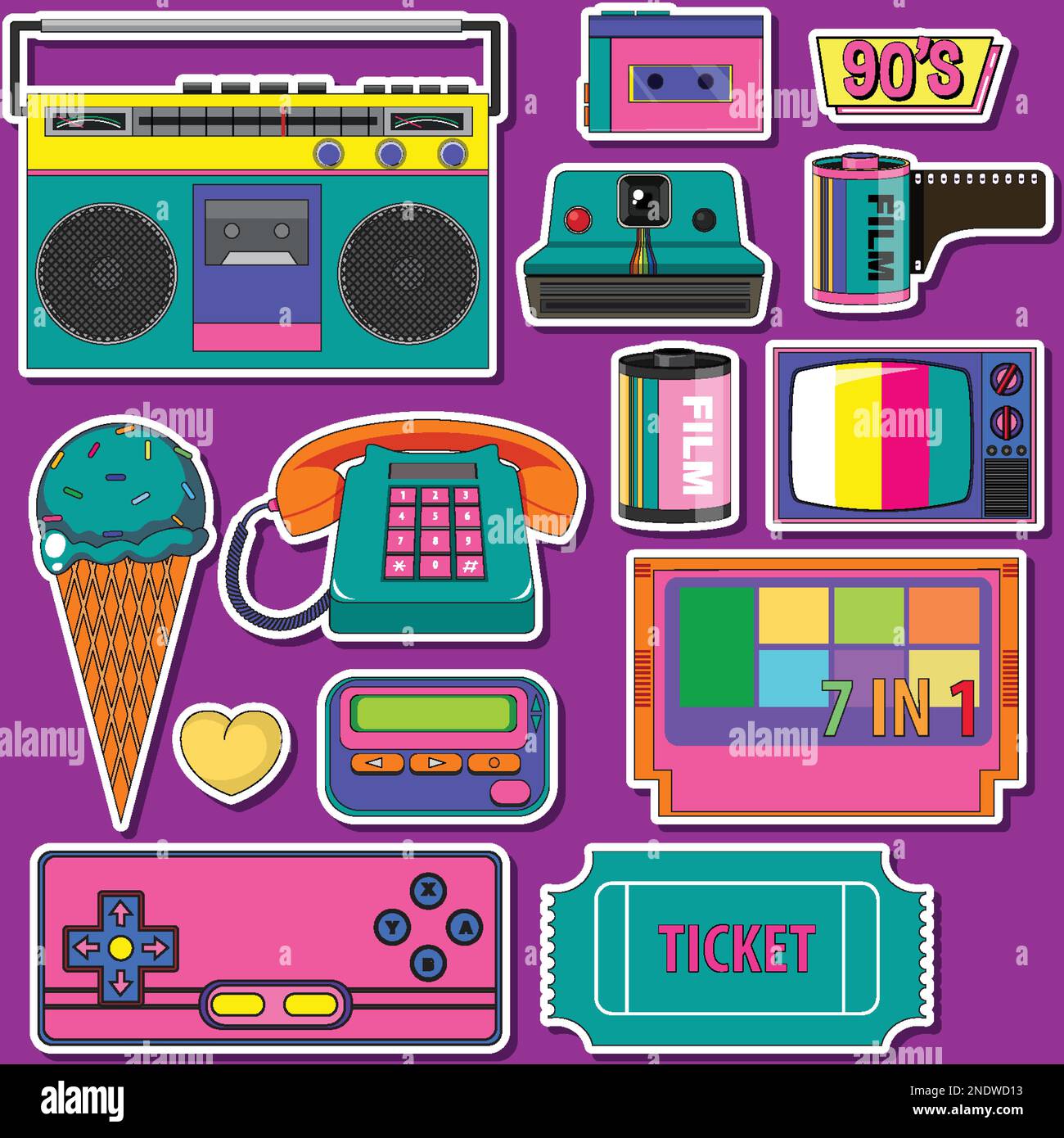 Retro objects and elements set illustration Stock Vector Image & Art ...