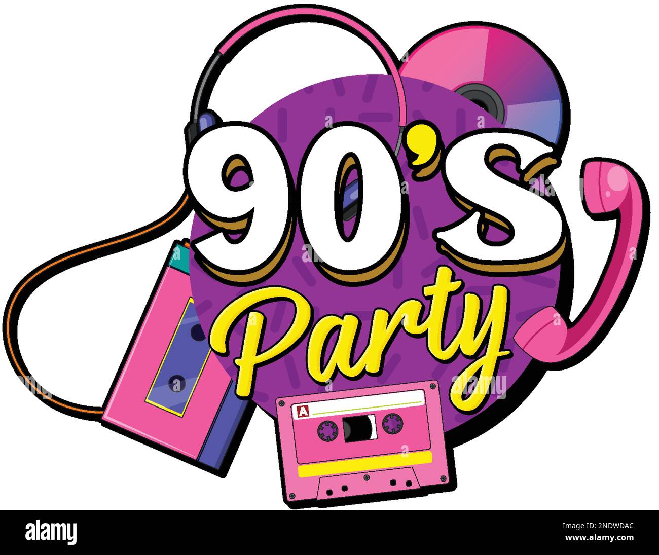 90s party banner template illustration Stock Vector Image & Art - Alamy