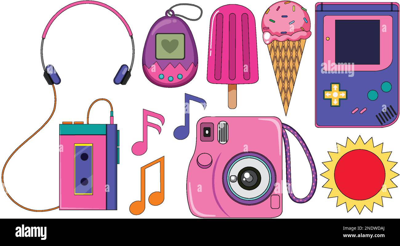 Retro objects and electronic devices illustration Stock Vector Image ...