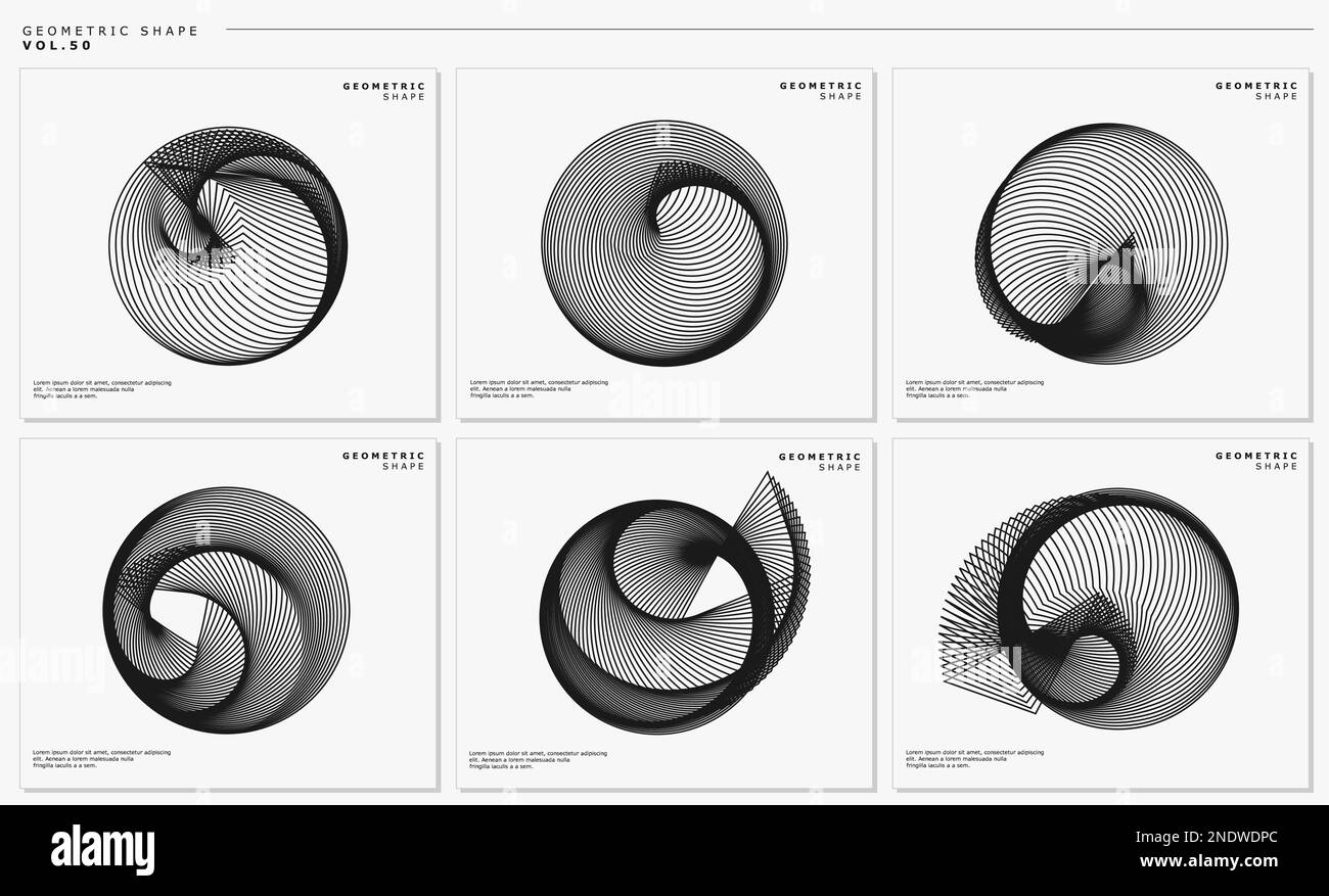 Digital line blend circle logo design template set. Abstract dynamic ...