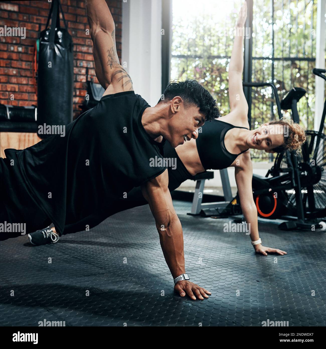 Were on track to a more healthy lifestyle. two sporty young people ...