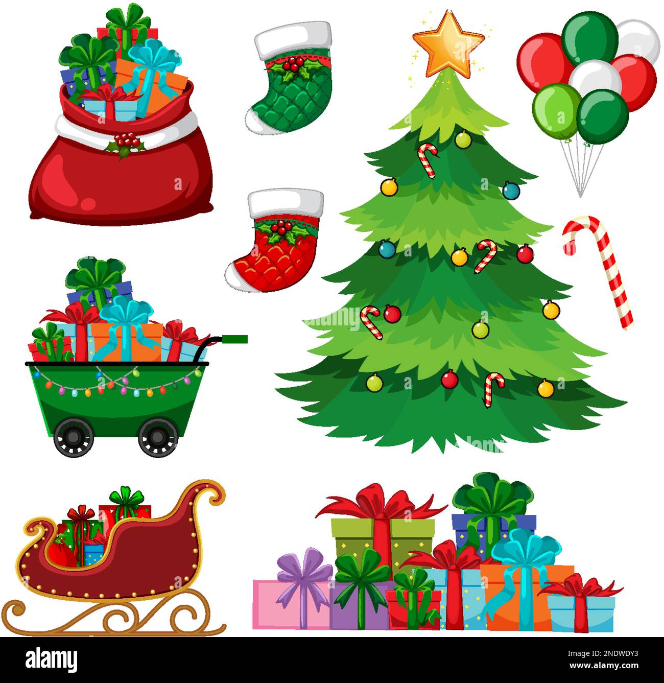 Christmas objects and elements set illustration Stock Vector Image ...