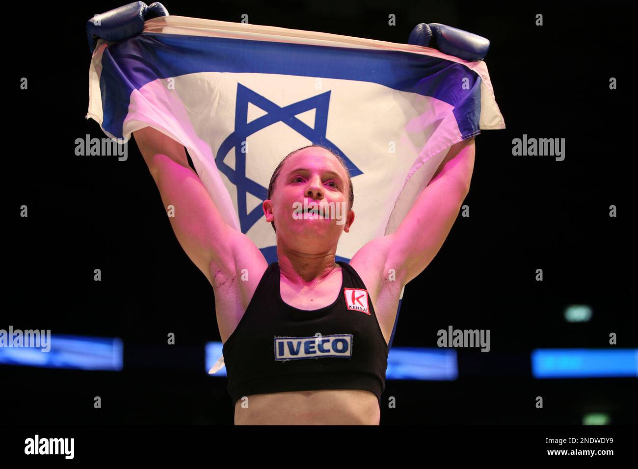 Hagar Finer of Israel, celebrates after knocking out Agnese Boza of ...
