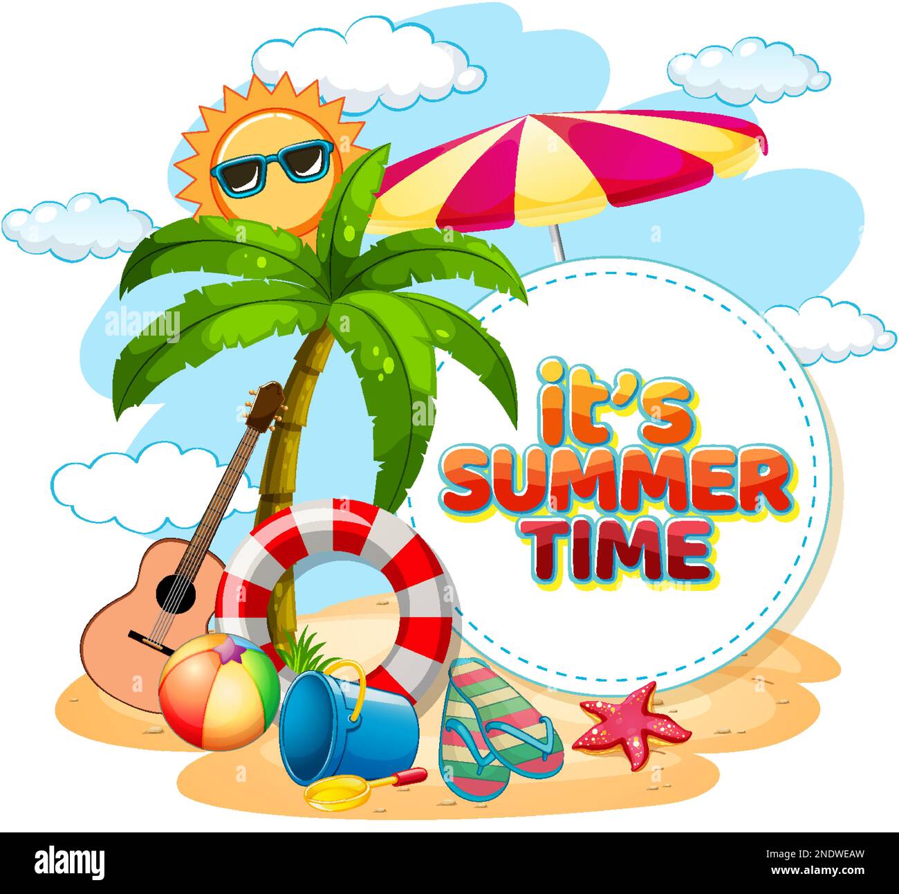 Its summer time text banner template illustration Stock Vector Image ...