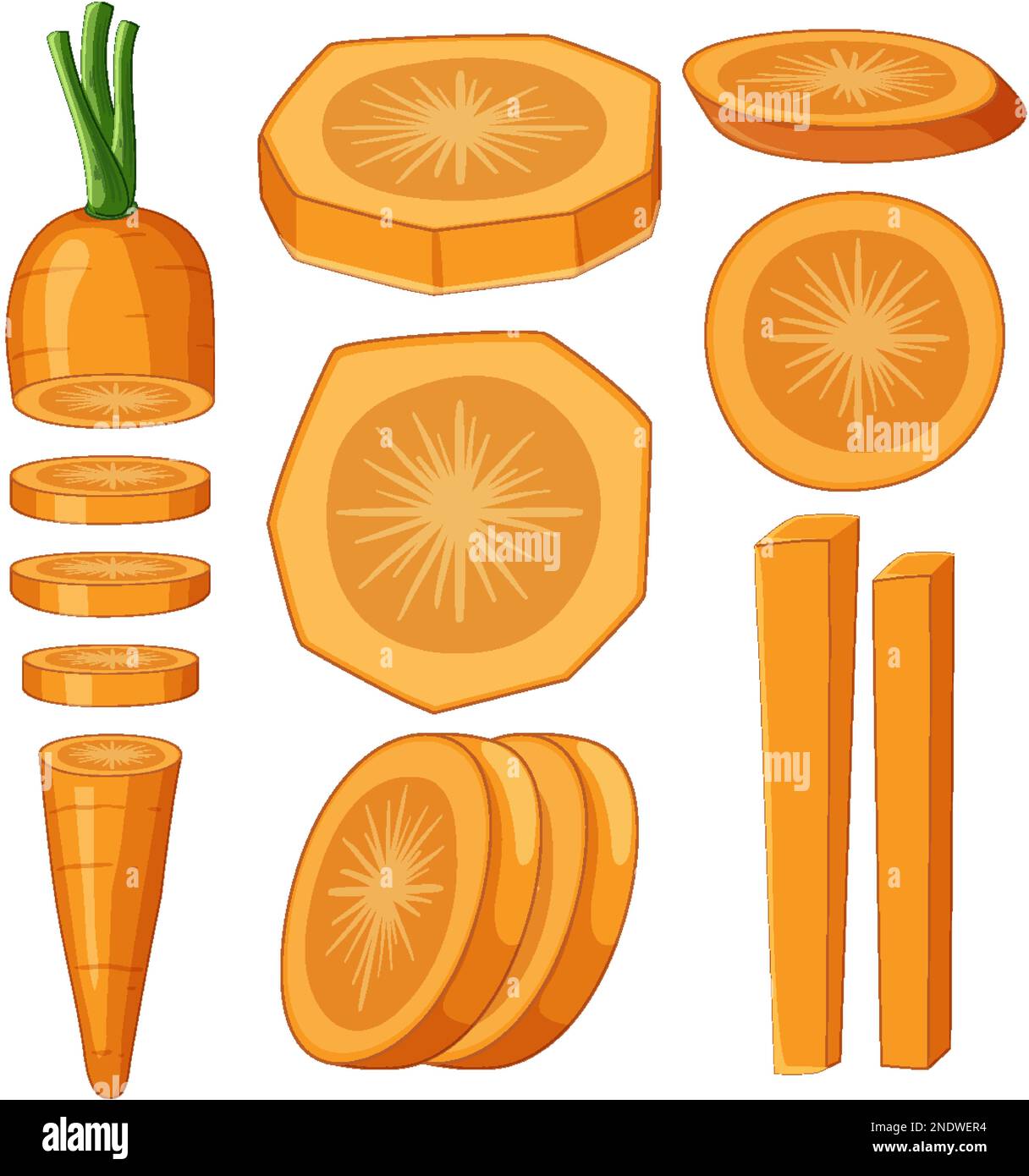 Set of carrot cartoon isolated illustration Stock Vector Image & Art ...