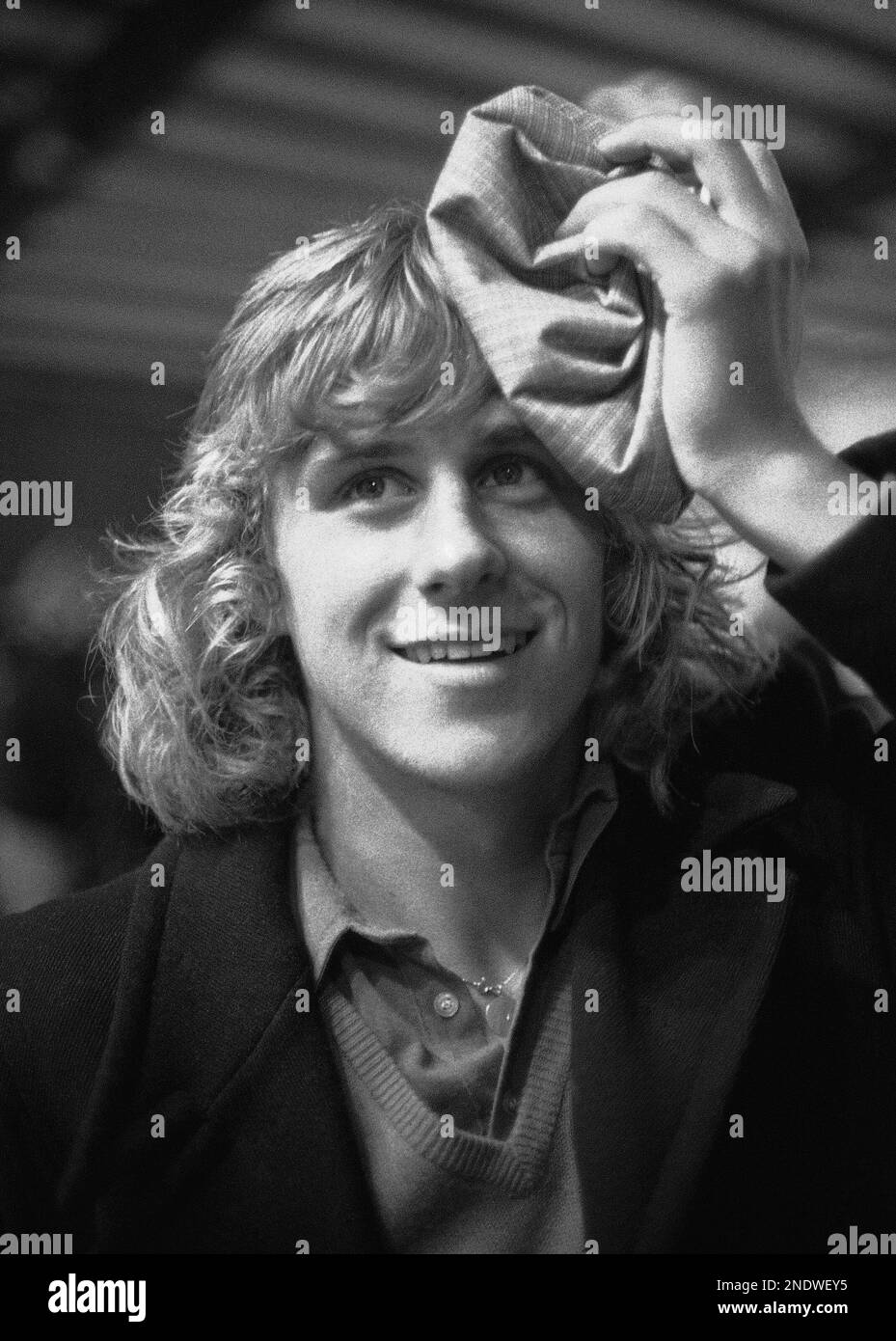 Swedish teenage tennis sensation Bjorn Borg applies an ice pack to his ...