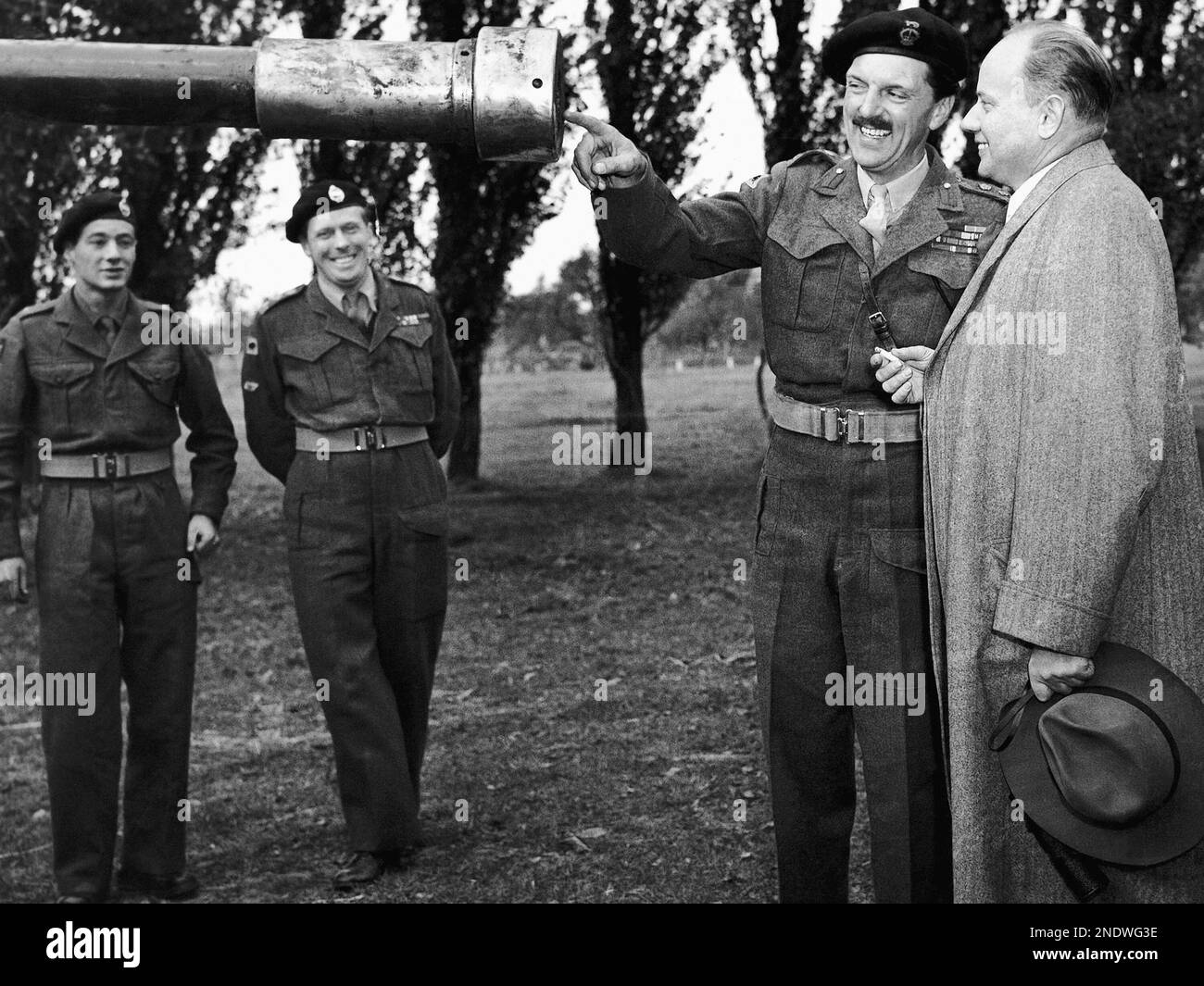 Brigadier R.F.K.D. Belchem, Commanding Officer of the 33rd Amoured ...
