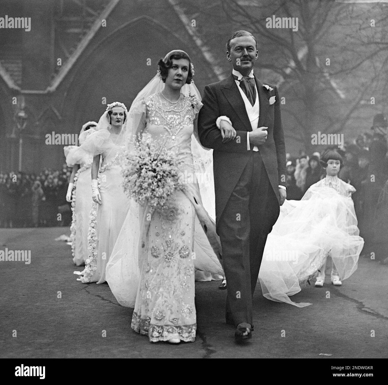 Nancy Beaton and Sir Hugh Smiley on their wedding day, at St. Margaret ...