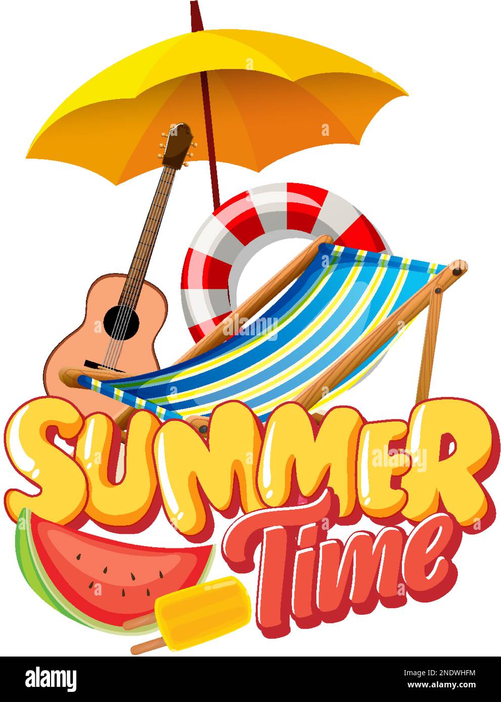 Summer time text banner template illustration Stock Vector Image & Art ...