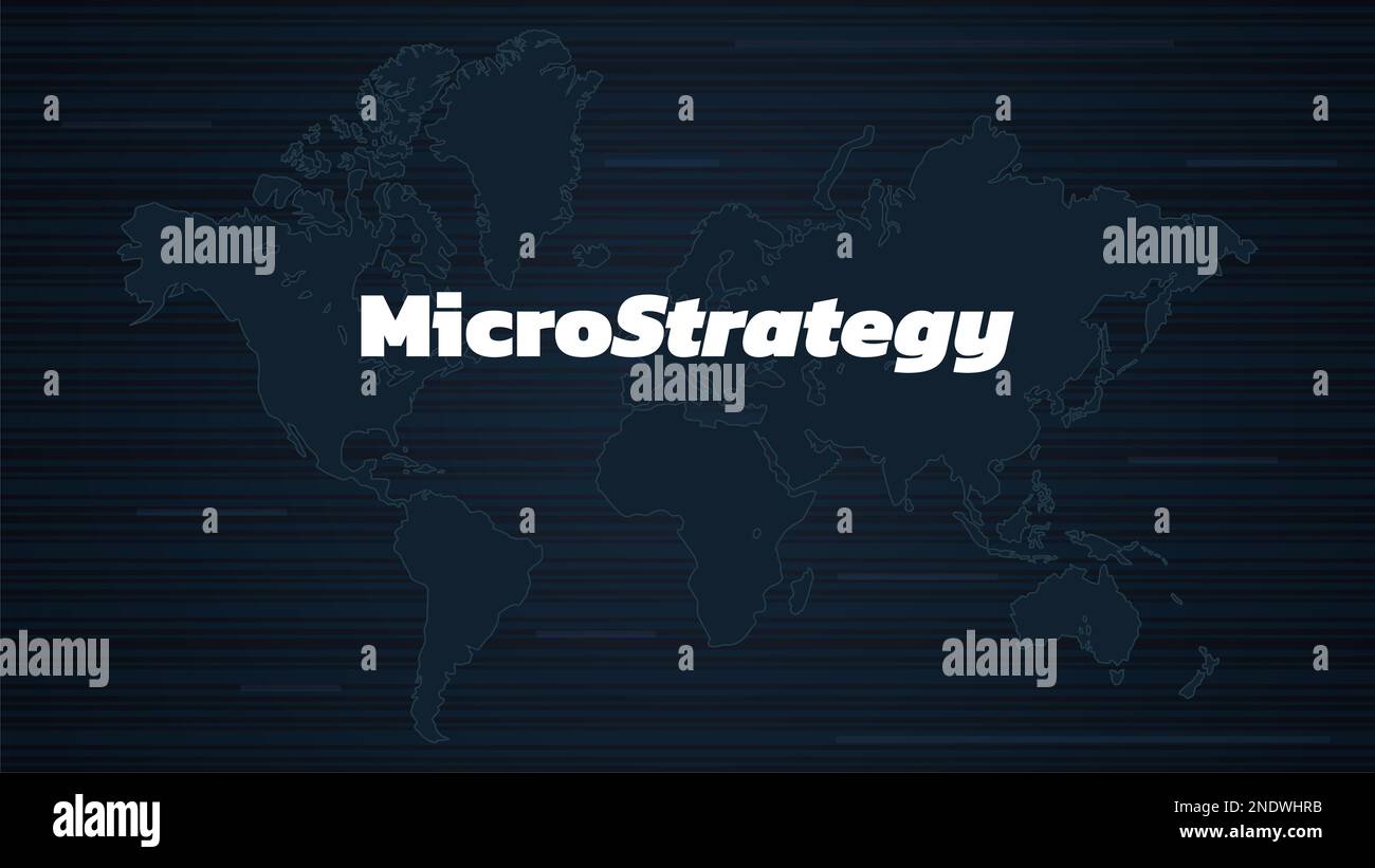 Banner MicroStrategy Incorporated with world map on dark background ...
