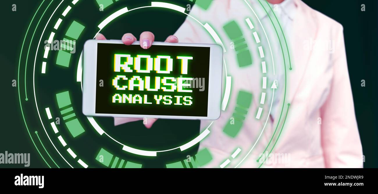 Writing displaying text Root Cause Analysis. Word for Method of Problem Solving Identify Fault ...