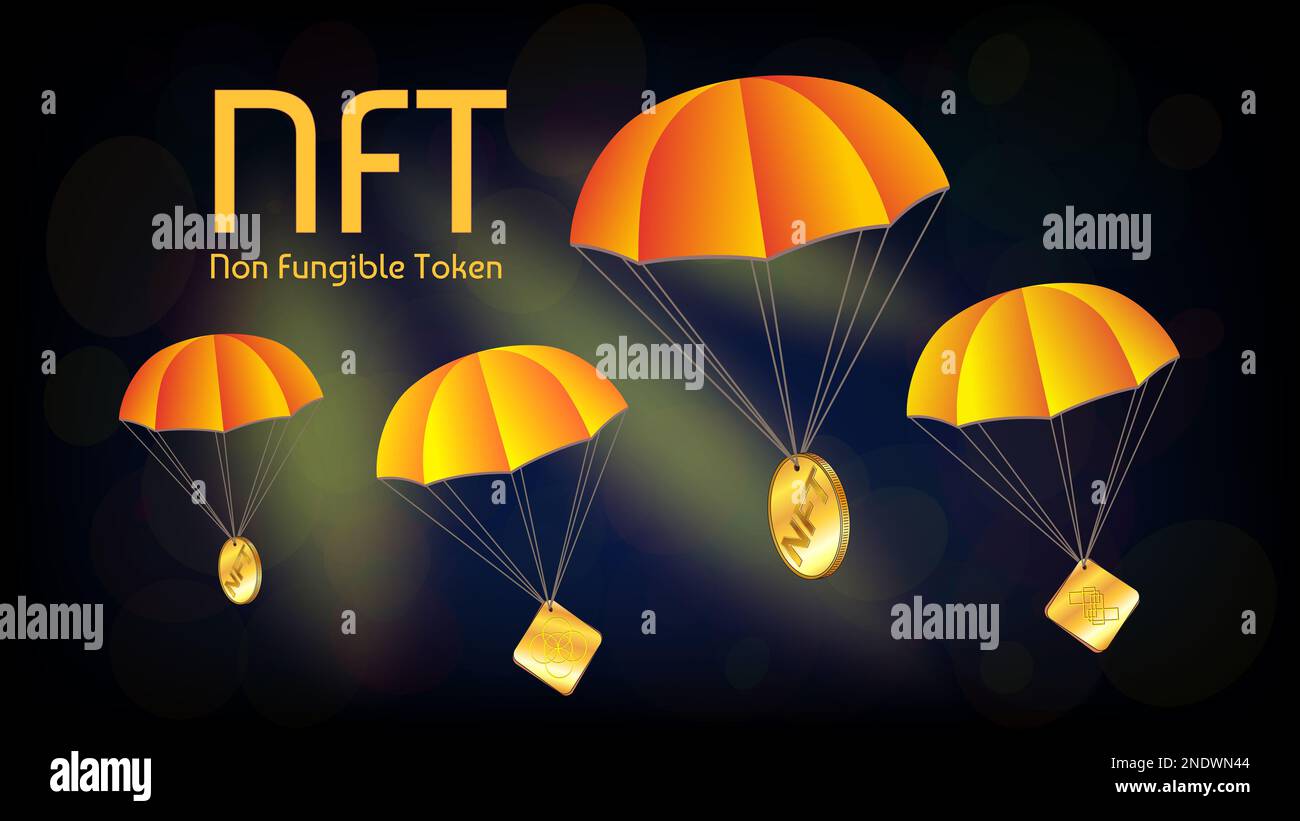 Free distribution of collectible NFT non fungible token with golden ...