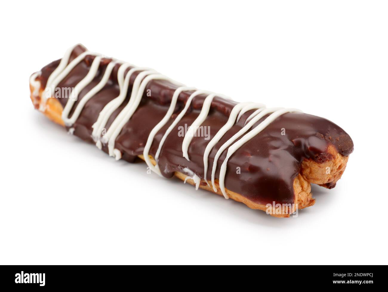 Sweet chocolate eclair isolated on white background Stock Photo - Alamy