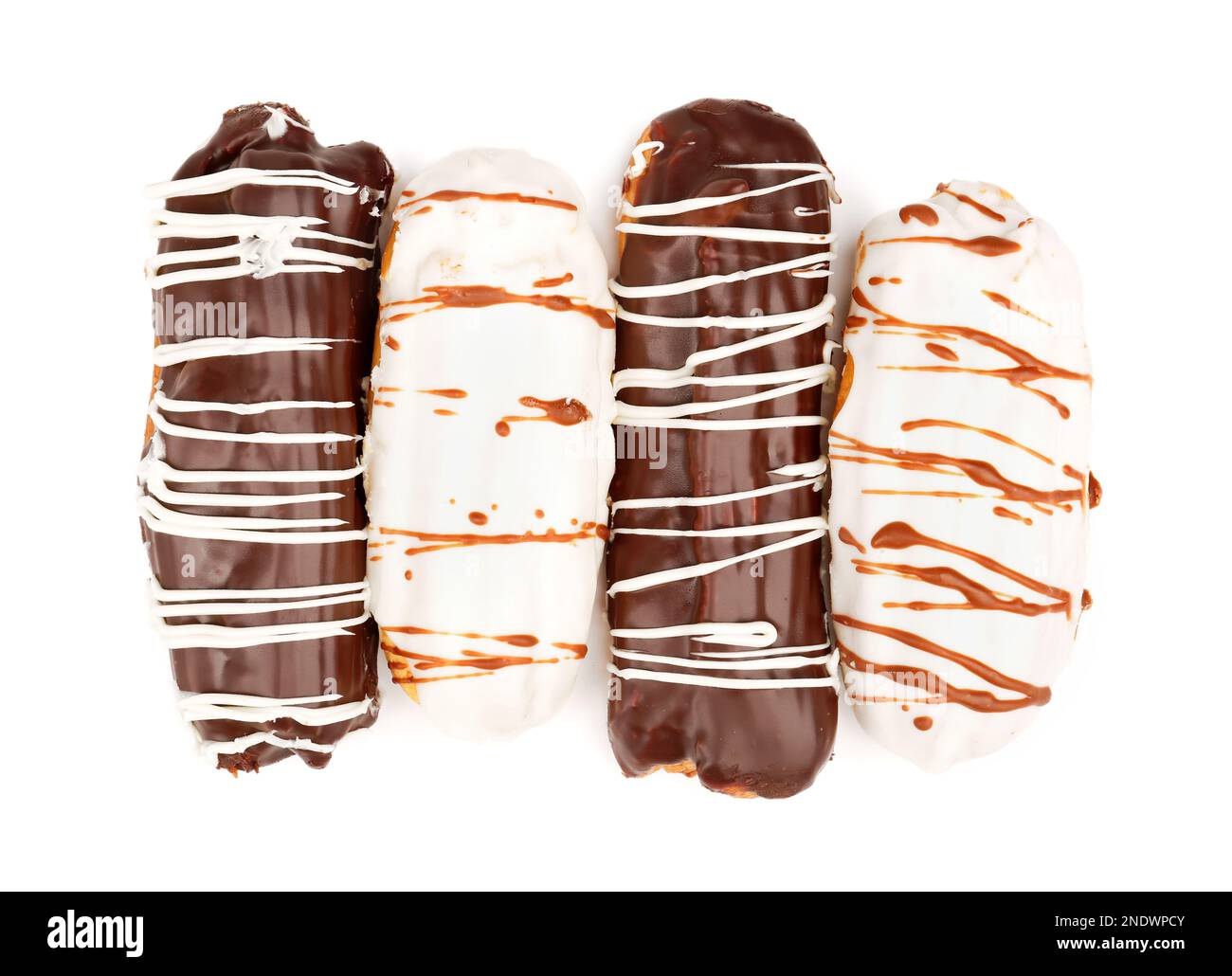 Yummy eclairs isolated on white background Stock Photo - Alamy