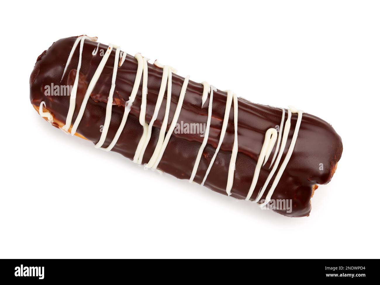 Sweet chocolate eclair isolated on white background Stock Photo - Alamy