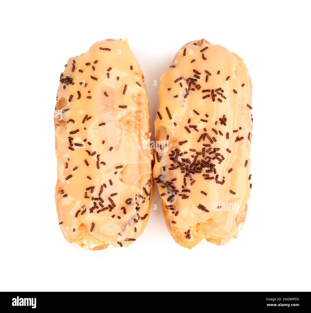 Yummy eclairs isolated on white background Stock Photo - Alamy