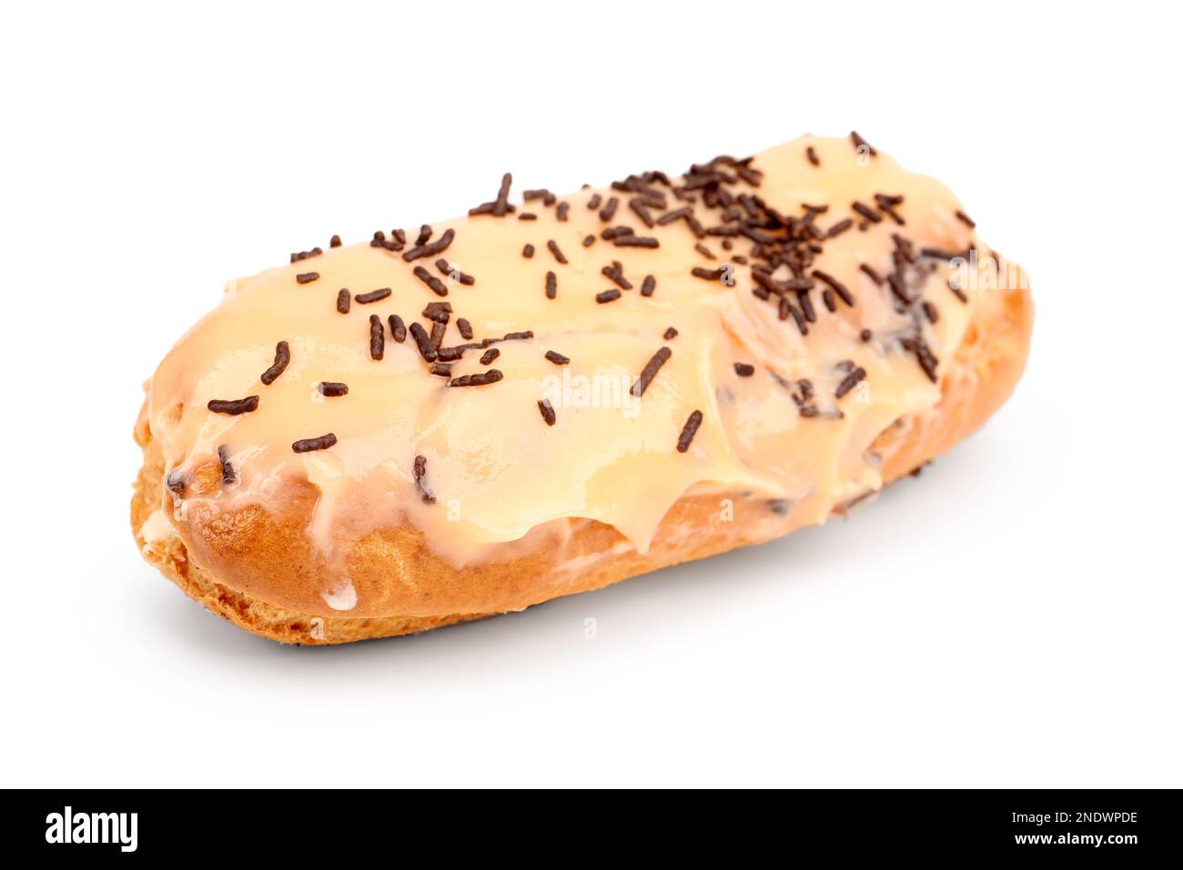 Delicious eclair isolated on white background Stock Photo - Alamy