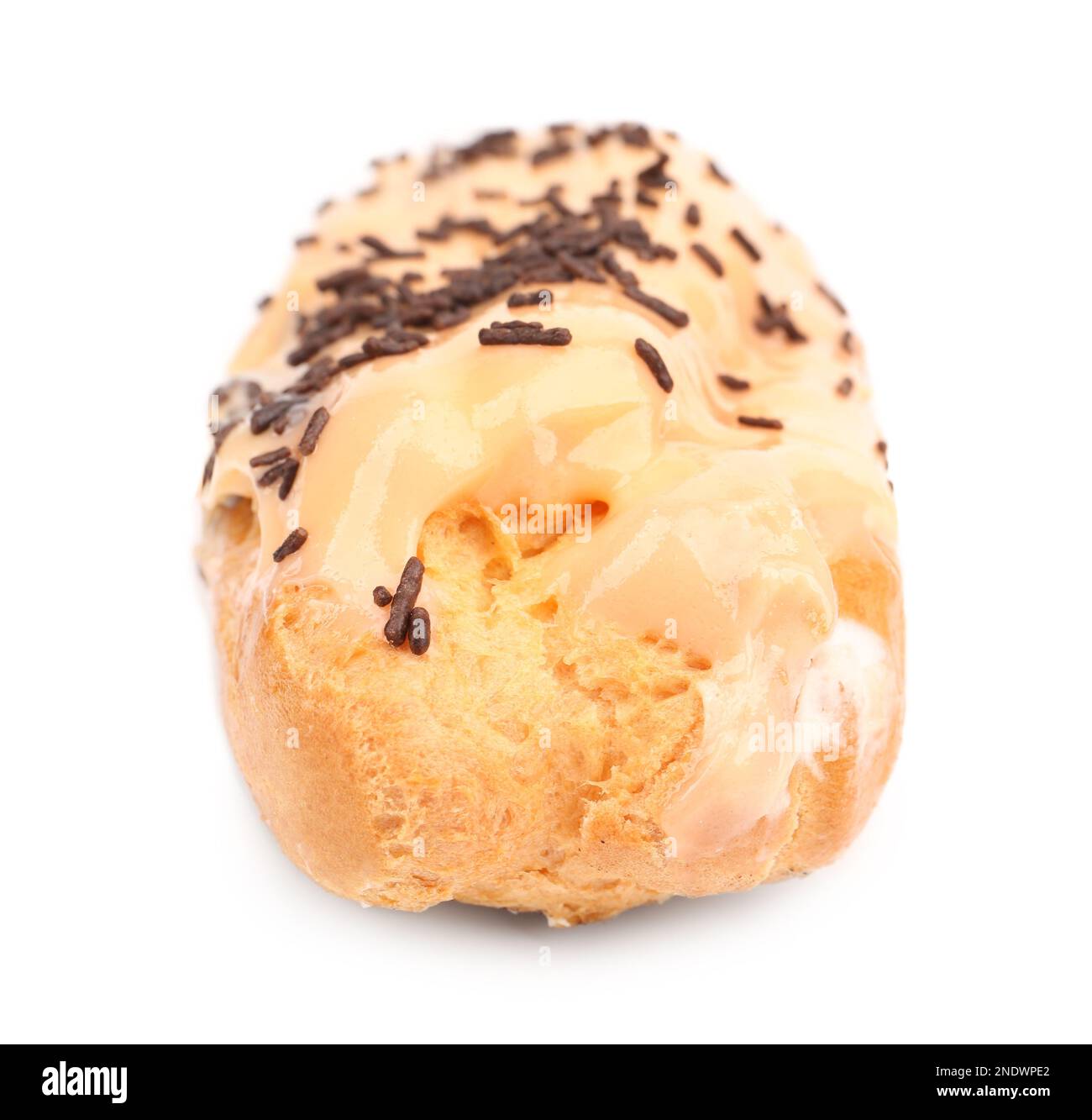 Delicious eclair isolated on white background Stock Photo - Alamy