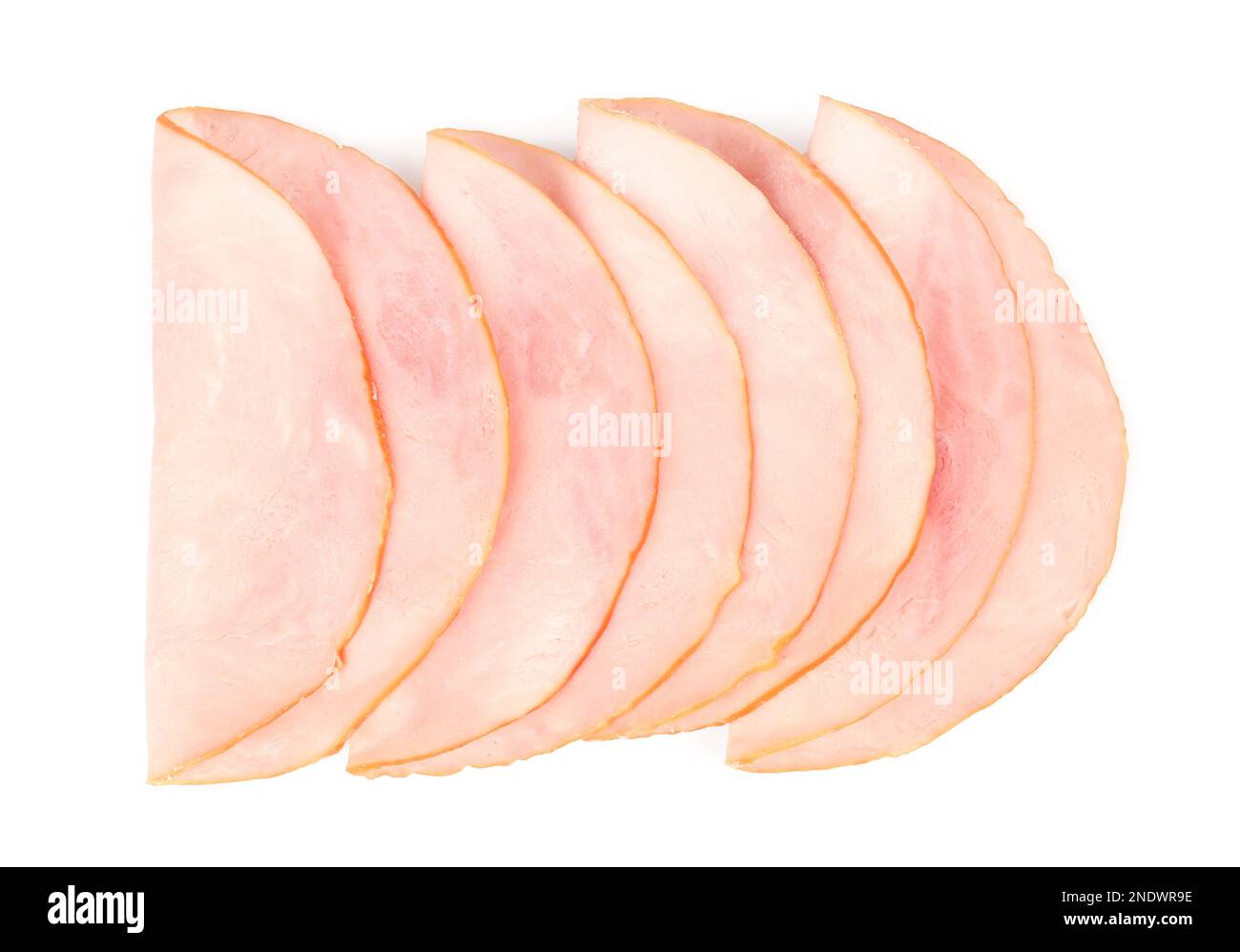 Delicious ham slices isolated on white background Stock Photo - Alamy