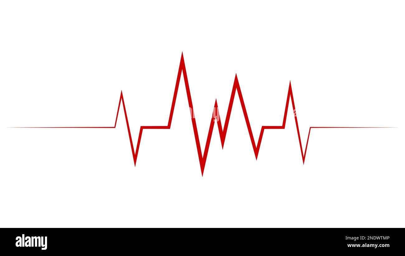 Heart beat line clipart isolated on white background. Red cardiogram ...