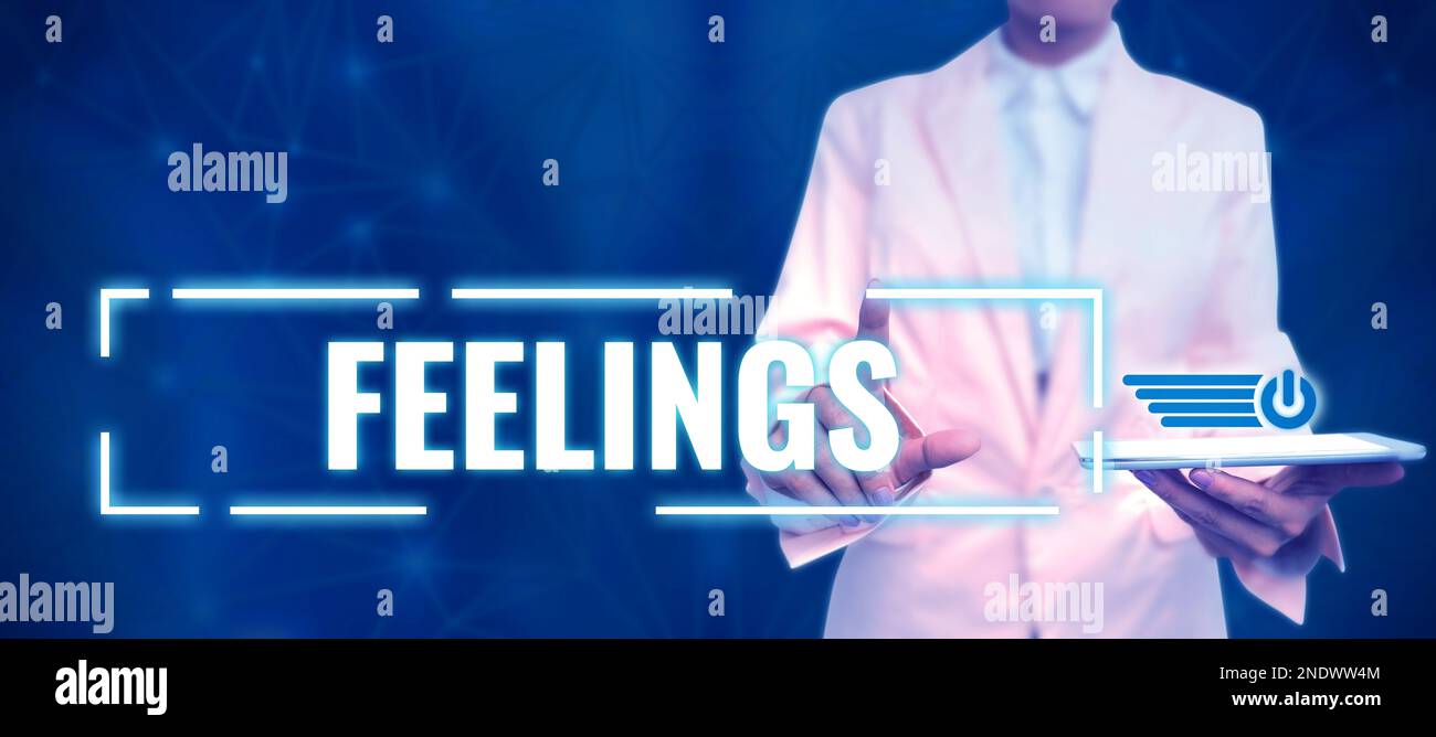 Writing displaying text Feelings. Business showcase causing happy ...