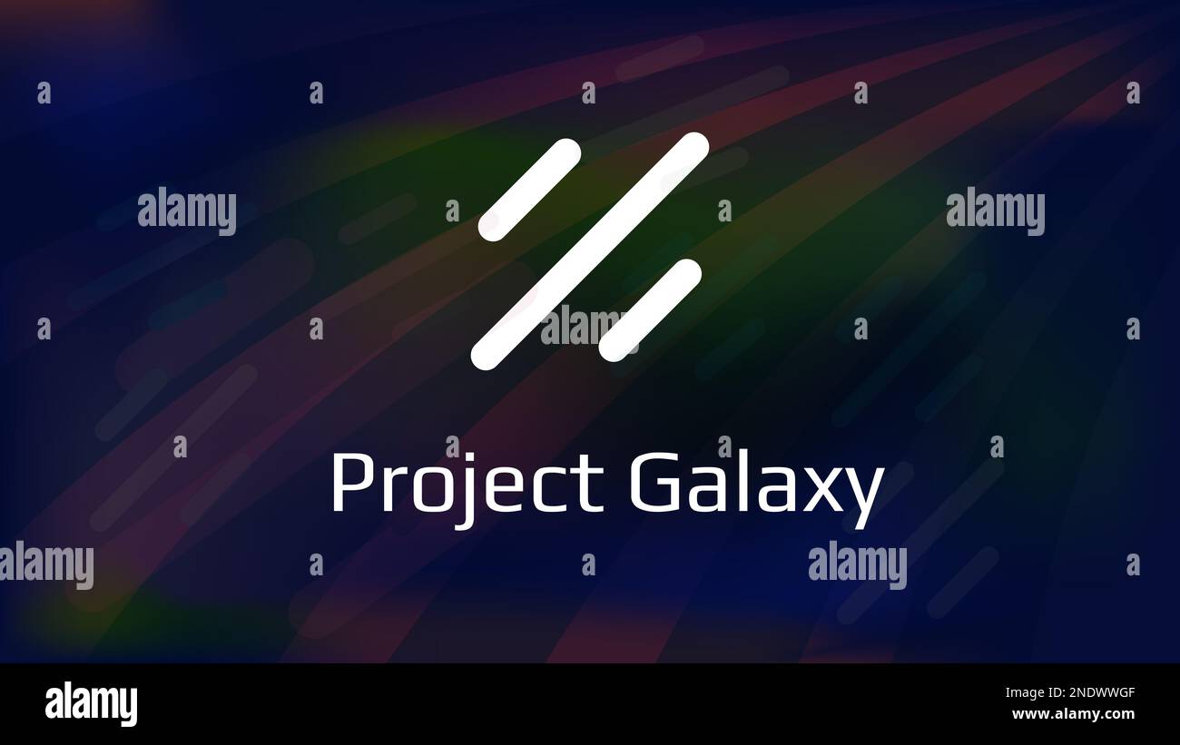 Project Galaxy GAL token cryptocurrency logo on dark colorful background. Credential ...