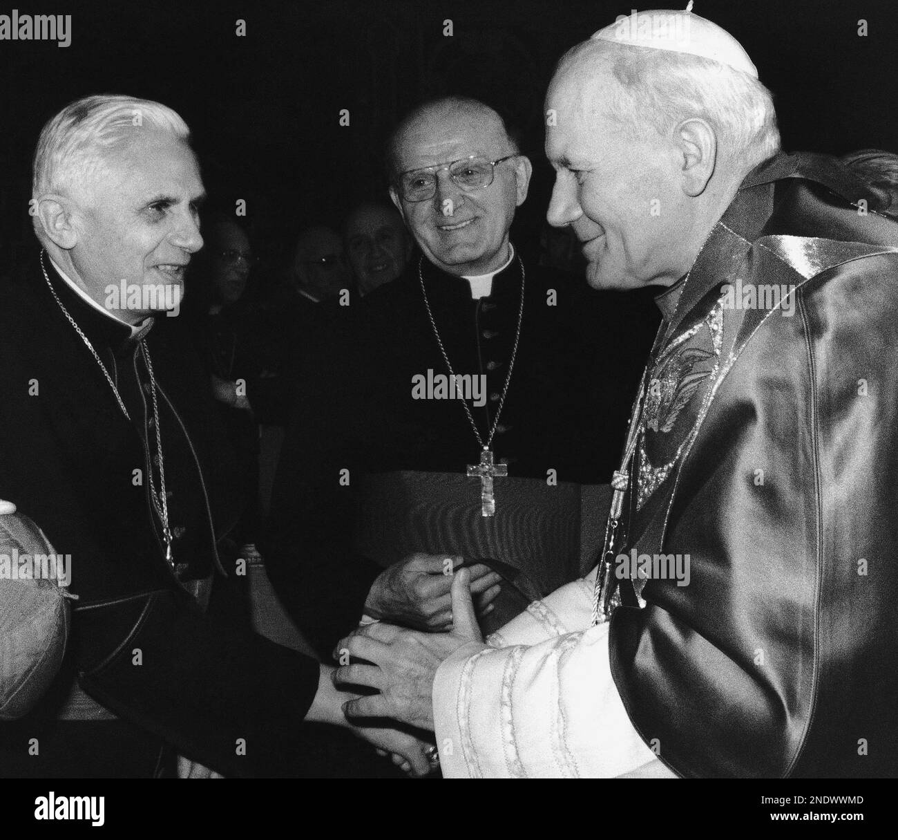 Pope John Paul II shakes hands with West German Cardinal Joseph ...