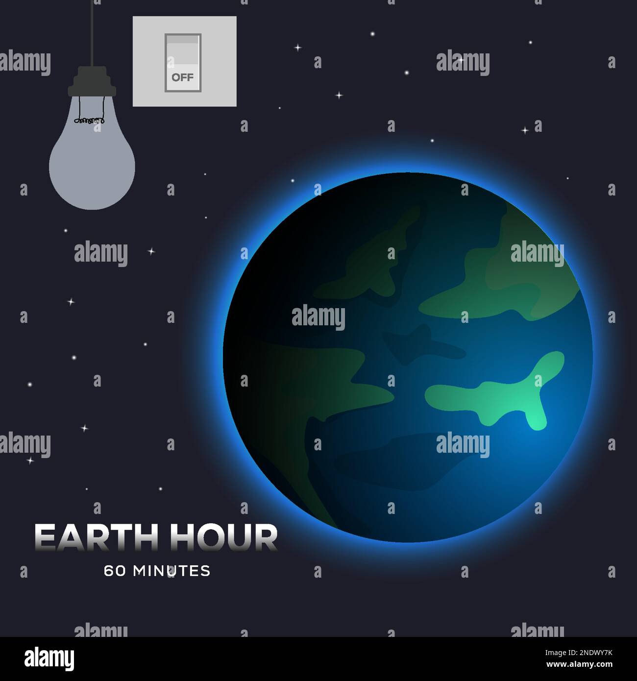 earth hour concept design with earth and light off illustration Stock ...
