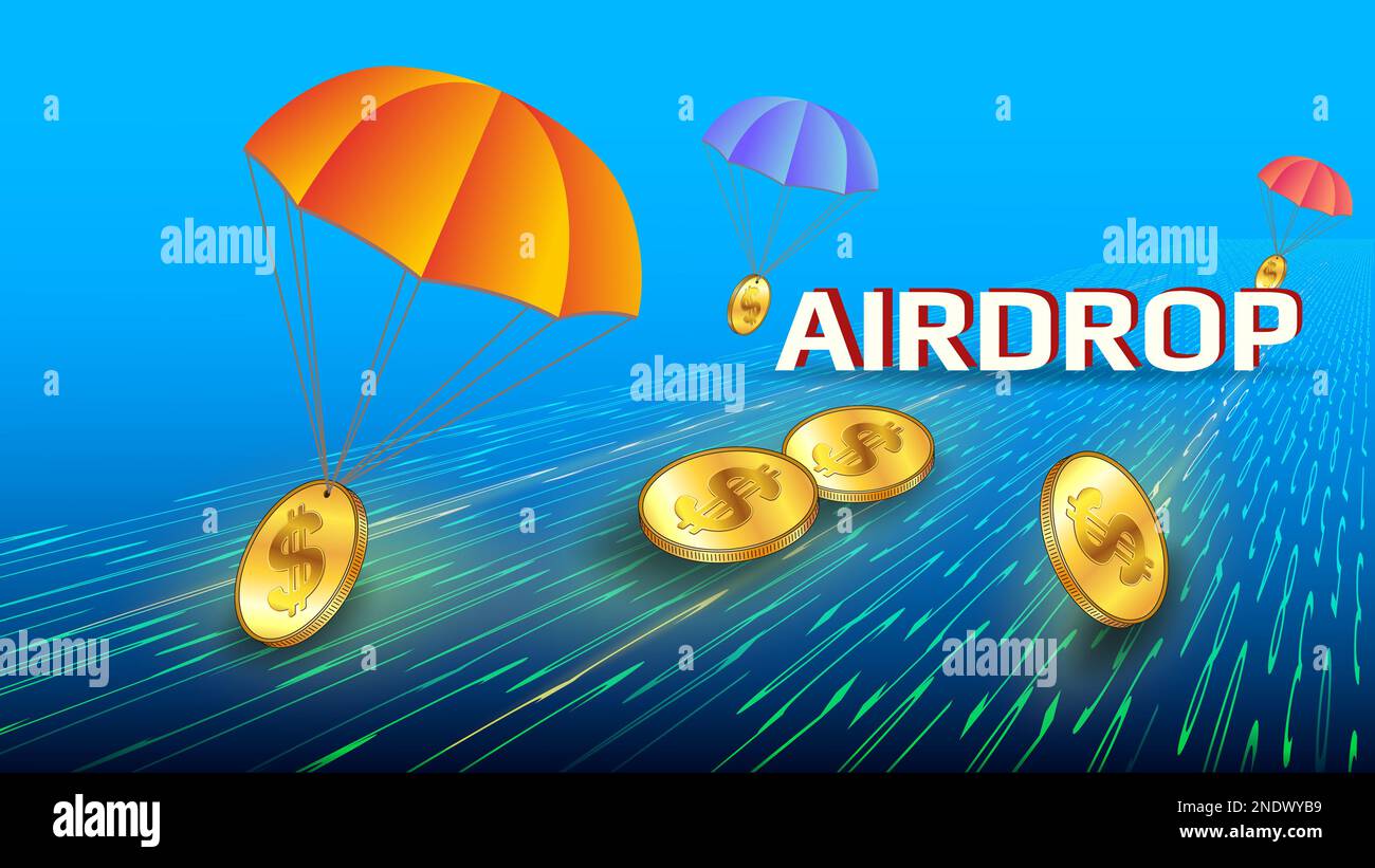 Futuristic token airdrop concept with receding perspective on the ...
