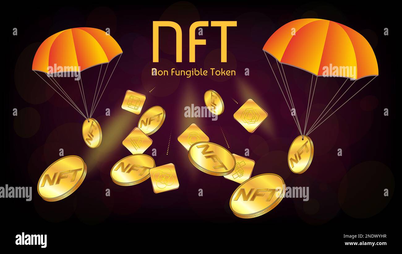 Free distribution of collectible NFT non fungible token. A lot of ...