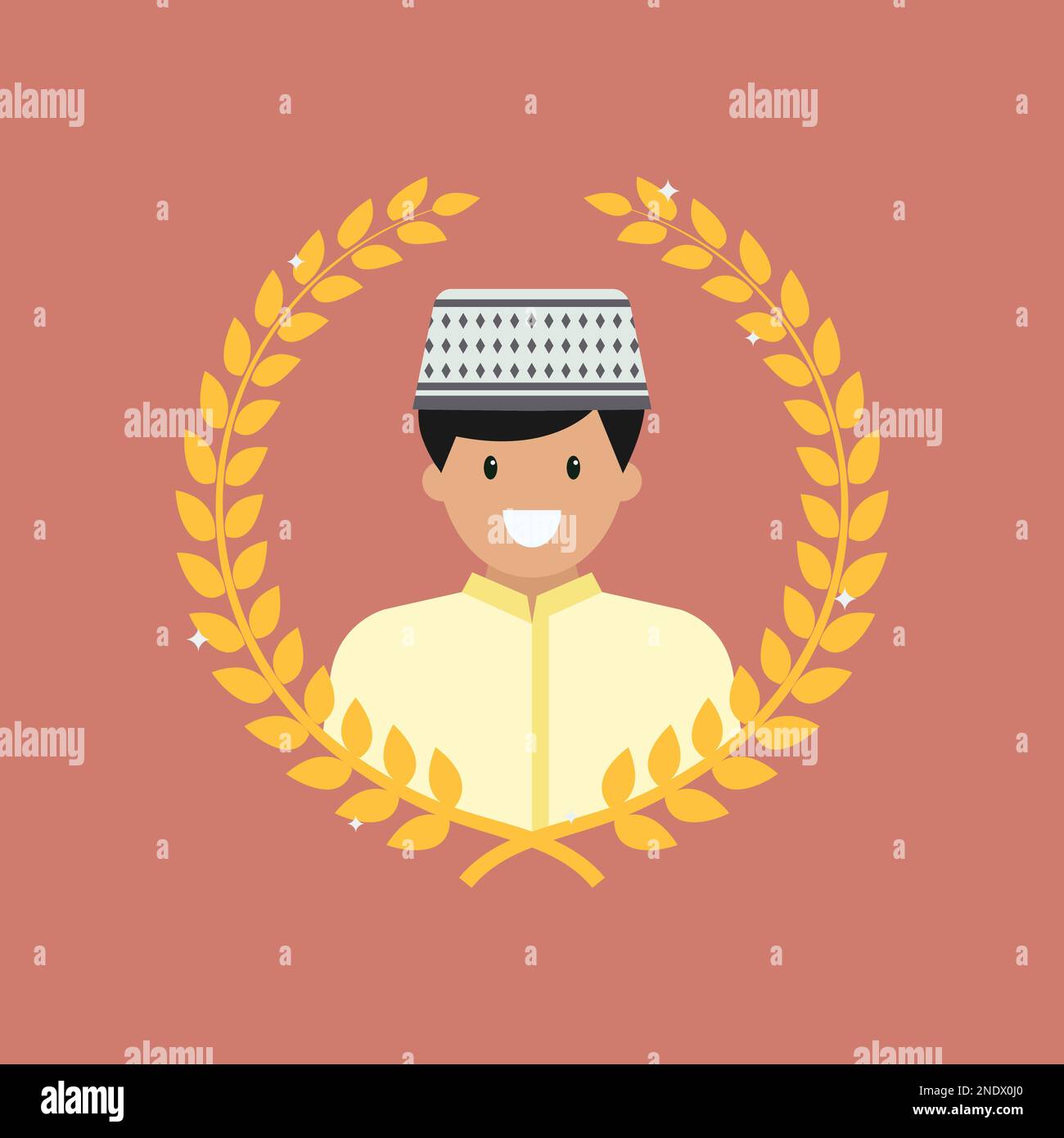 Honor muslim man with golden wreath. Vector illustration Stock Vector ...