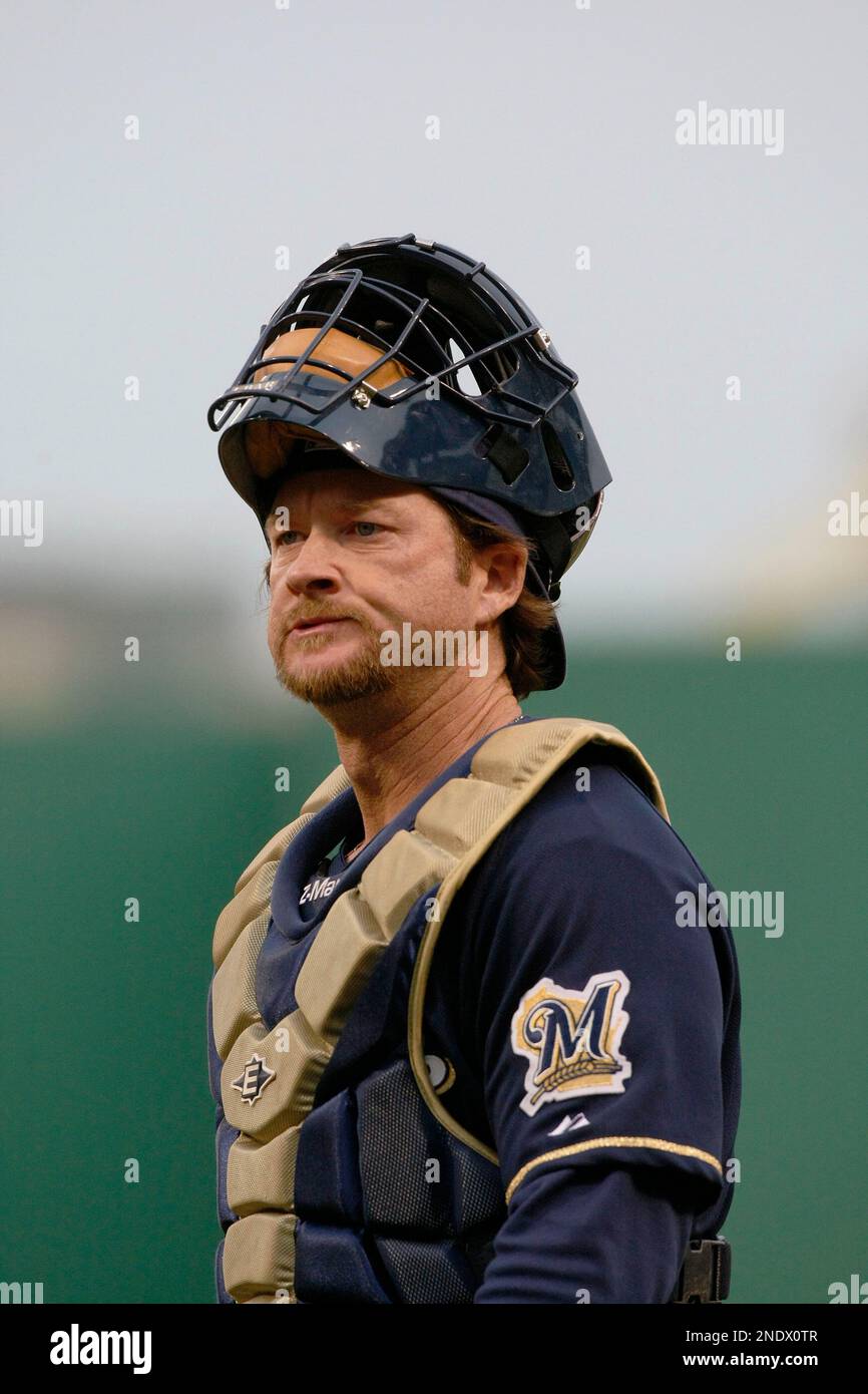 Milwaukee Brewers catcher Gregg Zaun (9) plays in the baseball game ...