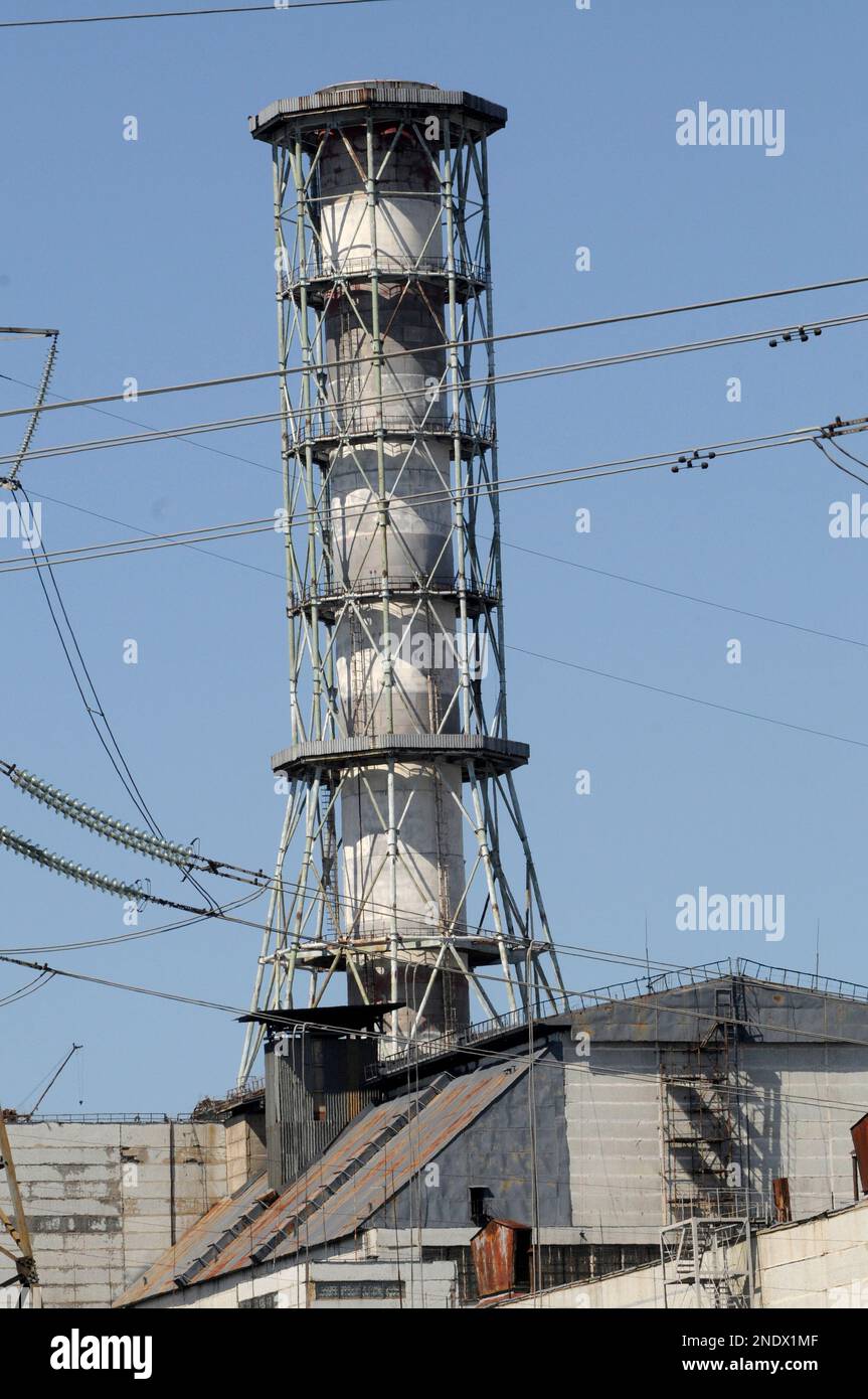 The sheltered reactor No. 4 of the Chernobyl nuclear power plant ...